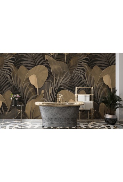 Duvar Kağıdı Marketi Koyu Renkli Büyük Çiçek Desenli 3D Duvar Kağıdı