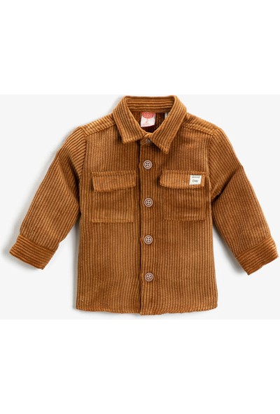 Koton Kadife Baskılı Düğmeli Cepli Ceket