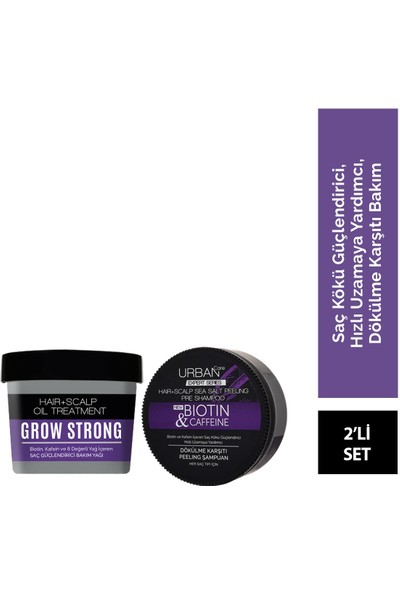 Urban Care Grow Strong Saç Güçlendirici Bakım Yağı 240 ml + Expert Biotin & Caffeine Peeling Şampuan 200 ml 2'li Set Urban Care Grow Strong Saç Güçlendirici Bakım Yağı 240 ml + Expert Biotin & Caffeine Peeling Şampuan 200 ml 2'li Set