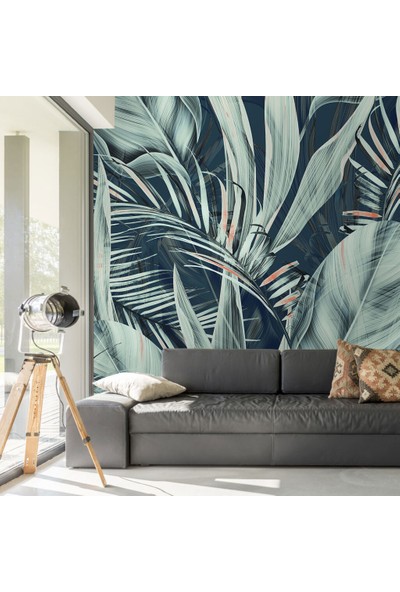 Duvar Kağıdı Marketi Farklı Çeşit Yapraklı Bitki Desenli 3D Duvar Kağıdı