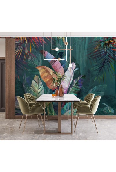 Duvar Kağıdı Marketi 3D Geniş Yapraklı Çok Bitkili Tropikal Duvar Kağıdı