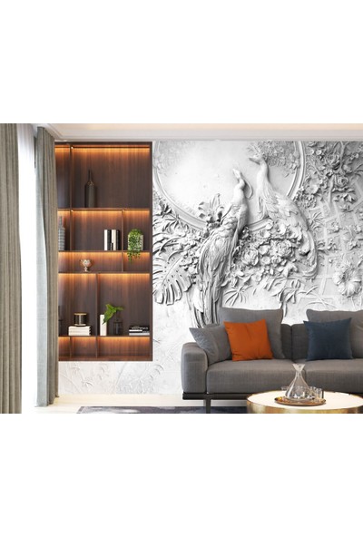 Duvar Kağıdı Marketi Kuş Işleme Desenli 3D Duvar Kağıdı
