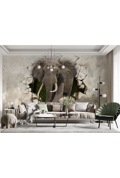 Duvar Kağıdı Marketi Gerçek Fil Desenli 3D Duvar Kağıdı