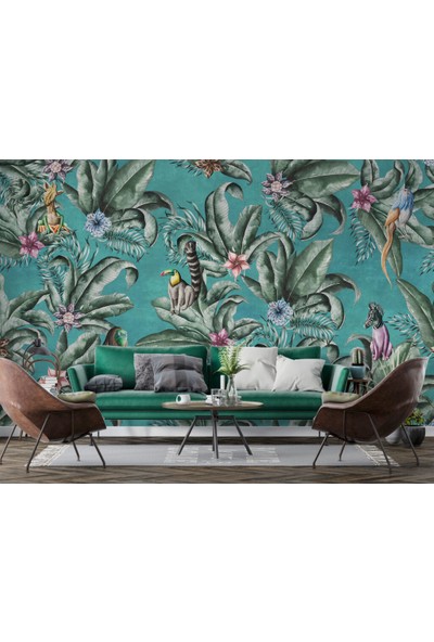 Duvar Kağıdı Marketi Değişik Hayvan ve Çiçek Desenli 3D Duvar Kağıdı