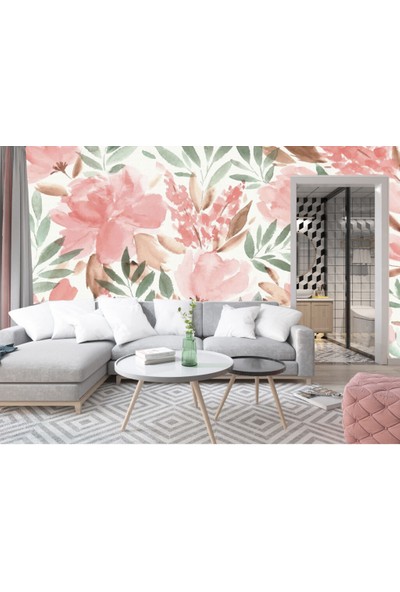 Duvar Kağıdı Marketi Yeşil Yapraklı Pembe Çiçek Desenli 3D Duvar Kağıdı Duvar Kağıdı Marketi Yeşil Yapraklı Pembe Çiçek Desenli 3D Duvar Kağıdı