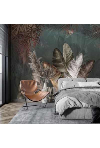 Duvar Kağıdı Marketi 3D Büyük Yapraklı Tropikal Duvar Kağıdı