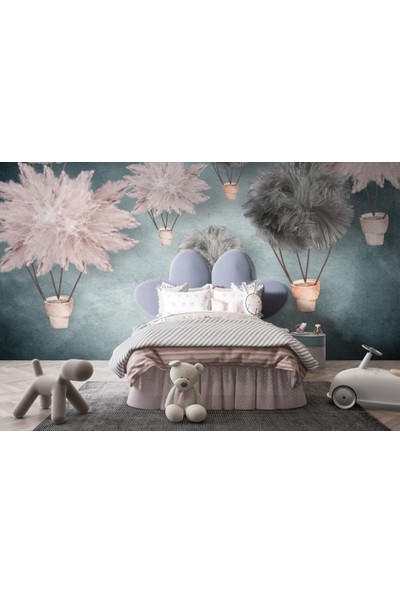 Duvar Kağıdı Marketi Tüy Başlı Uçan Balon Desenli 3D Duvar Kağıdı Duvar Kağıdı Marketi Tüy Başlı Uçan Balon Desenli 3D Duvar Kağıdı