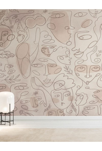 Duvar Kağıdı Marketi Bayan Yüz Figürlü 3D Duvar Kağıdı