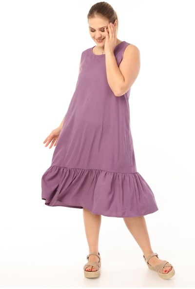 Schık Kadın Büyük Beden Kolsuz Elbise Mor SCKWM21EL01 Schık Kadın Büyük Beden Kolsuz Elbise Mor SCKWM21EL01