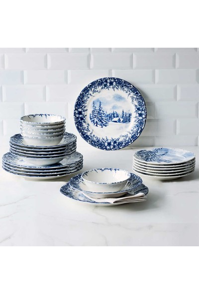 Nehir Blue Dream 24 Parça Porselen Yemek Takımı Mavi Nehir Blue Dream 24 Parça Porselen Yemek Takımı Mavi