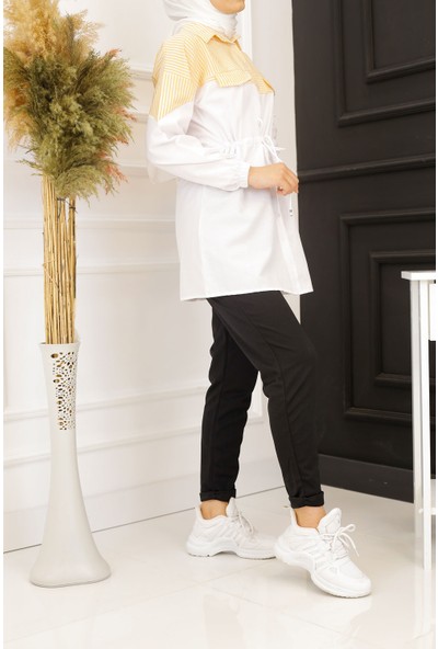 İmaj Butik Üst Çizgi Desenli Gömlek/sarı