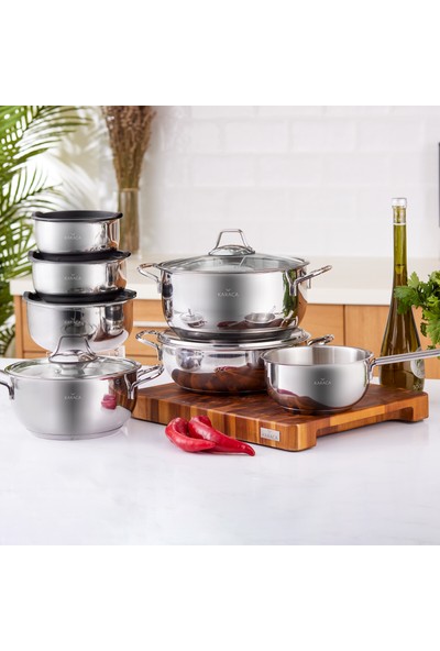 Karaca Pişir Sakla 13 Parça Çelik Tencere Seti Siyah