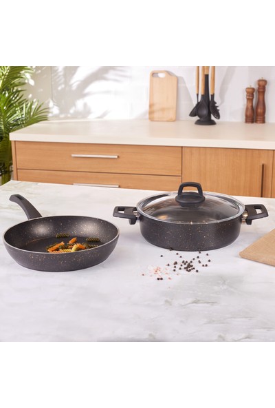 Karaca Biogranit Blackgold 3 Parça Tencere Seti