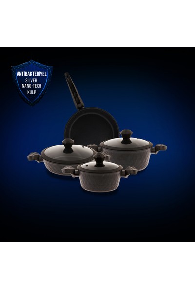 Karaca Bio Diamond Antibakteriyel Kulp 7 Parça Tencere Seti