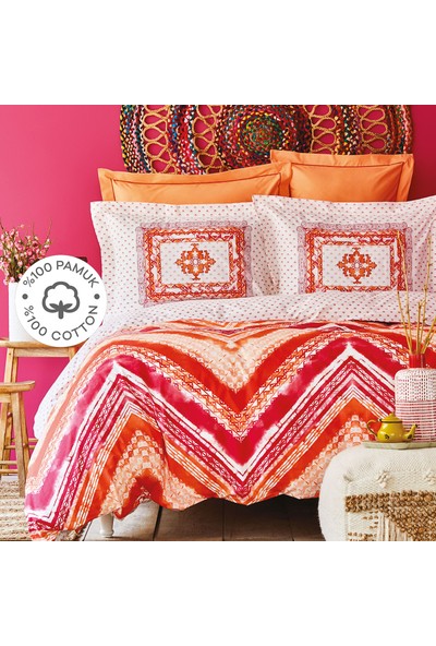 Karaca Home Juan Fuşya %100 Pamuk Çift Kişilik Nevresim Takımı