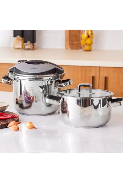 Karaca Orbit 4+6 Litre Siyah Düdüklü Tencere Seti