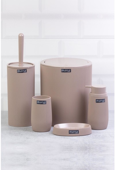 Okyanus Home Vizon Çizgili Yuvarlak 5'li Banyo Seti Okyanus Home Vizon Çizgili Yuvarlak 5'li Banyo Seti