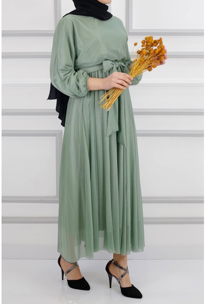 İmaj Butik İmaj Simli Krep Abiye-Açık Yeşil İmaj Butik İmaj Simli Krep Abiye-Açık Yeşil