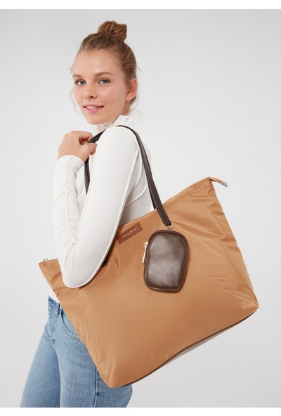 Mavi Kadın Cüzdan Detaylı Kahverengi Omuz Çantası 198698-34339