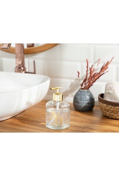 English Home Leafy Banyo Sıvı Sabunluk 8X14 cm Gold