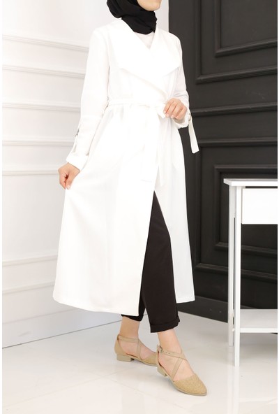 İmaj Butik İmaj Ön Kuşak Detaylı Krep Kap/bej