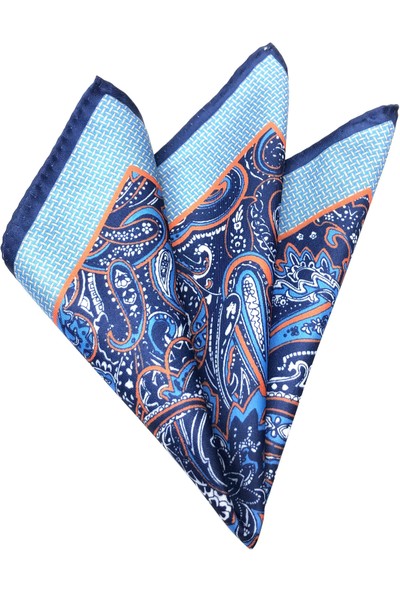 Pierroni Lacivert Mavi Şal Desen Mendil