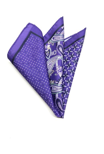 Pierroni Mor Beyaz Desenli Mendil