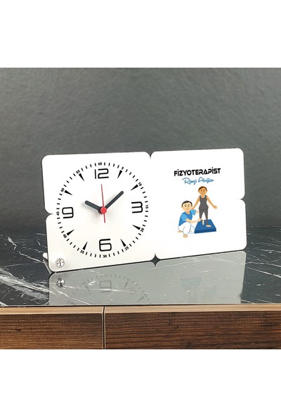Hediyelen Fizyoterapist Ahşap Masa Saati 002