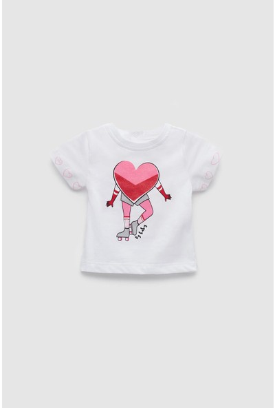 B&G Store Kız Bebek Beyaz T-Shirt 21PFWBG2501