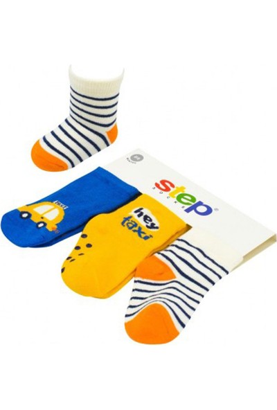 Step Hey Taxi Altıbaskılı 3'lü Bebek Çorabı 10155