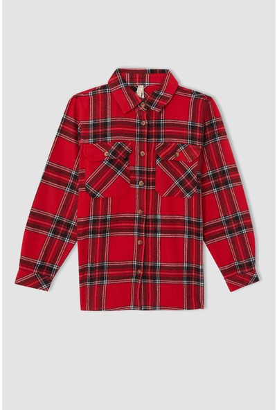 DeFacto Kız Çocuk Regular Fit Kareli Uzun Kollu Flanel Oduncu Gömlek V8534A621WN DeFacto Kız Çocuk Regular Fit Kareli Uzun Kollu Flanel Oduncu Gömlek V8534A621WN