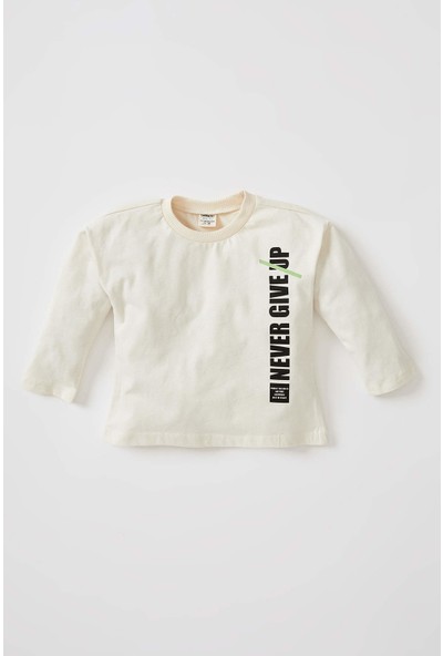 DeFacto Erkek Bebek Regular Fit Baskılı Bisiklet Yaka Tek Cepli Pamuklu Uzun Kollu Tişört W1072A221WN DeFacto Erkek Bebek Regular Fit Baskılı Bisiklet Yaka Tek Cepli Pamuklu Uzun Kollu Tişört W1072A221WN