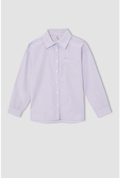DeFacto Kız Çocuk Relax Fit Basic Uzun Kollu Poplin Gömlek W1111A621WN DeFacto Kız Çocuk Relax Fit Basic Uzun Kollu Poplin Gömlek W1111A621WN
