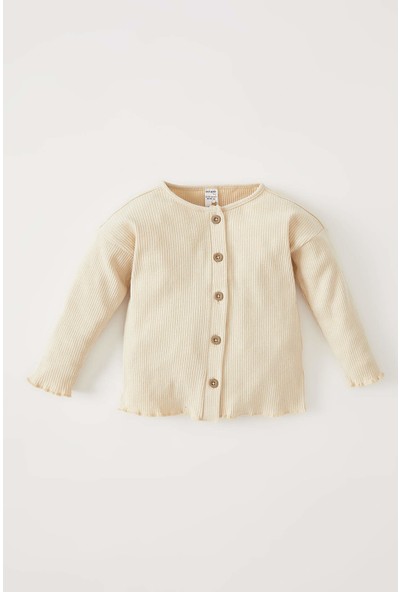 DeFacto Kız Bebek Esnek Dokulu Uzun Kollu Hırka V5755A221AU DeFacto Kız Bebek Esnek Dokulu Uzun Kollu Hırka V5755A221AU