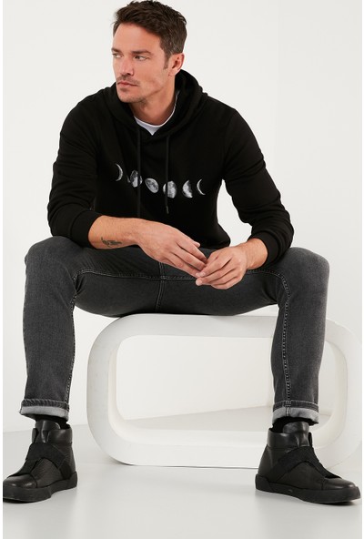 Buratti Pamuklu Baskılı Kapüşonlu Slim Fit Sweat Erkek Sweat 5905238