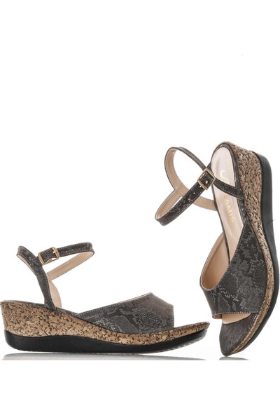 Lamis Elwan Yılan Desenli Dolgutopuklu Kadın Sandalet