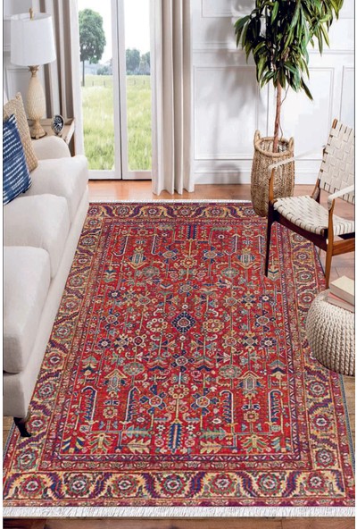 Karnaval Home Otantik Osmanlı Desenli Yıkanabilir Kaymaz Salon Halısı Dekoratif Kilim ARM-1101