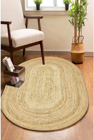 Karnaval Home Kahve Oval Örme Dekoratif Jüt Kilim Hasır Halı JUT-4063 Karnaval Home Kahve Oval Örme Dekoratif Jüt Kilim Hasır Halı JUT-4063