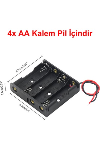 Alkatronik 4'lü 1,5V Aa Kalem Pil Kutusu Yuvası 4X1,5V Kablolu Batarya Pil Tutucu Alkatronik 4'lü 1,5V Aa Kalem Pil Kutusu Yuvası 4X1,5V Kablolu Batarya Pil Tutucu