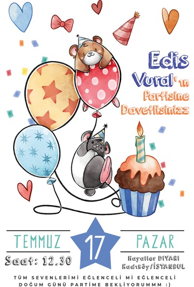 Ycl Basım Çocuk Doğum Günü Davetiyesi