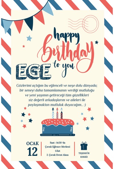 Ycl Basım Çocuk Doğum Günü Davetiyesi