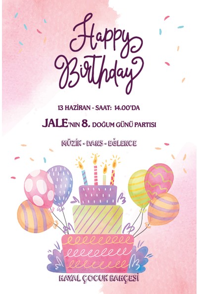 Ycl Basım Çocuk Doğum Günü Davetiyesi