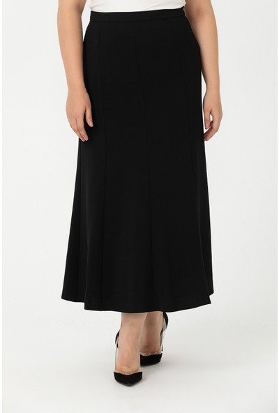 Galaxi Kadın Büyük Beden Parçalı Etek 3051018 Siyah