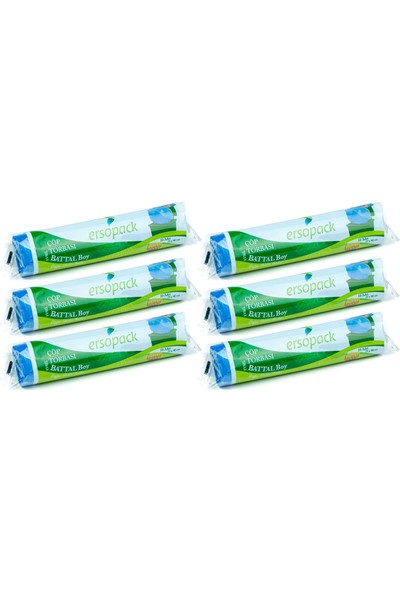 Ersopack Evsel Battal Çöp Torbası 75X90 cm 6 Rulo 60ADET Çöp Poşeti Ersopack Evsel Battal Çöp Torbası 75X90 cm 6 Rulo 60ADET Çöp Poşeti