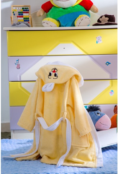 Eymir Kapüşonlu Kadife 11-12 Yaş Sarı Pamuk Çocuk Bornozu Eymir Kapüşonlu Kadife 11-12 Yaş Sarı Pamuk Çocuk Bornozu