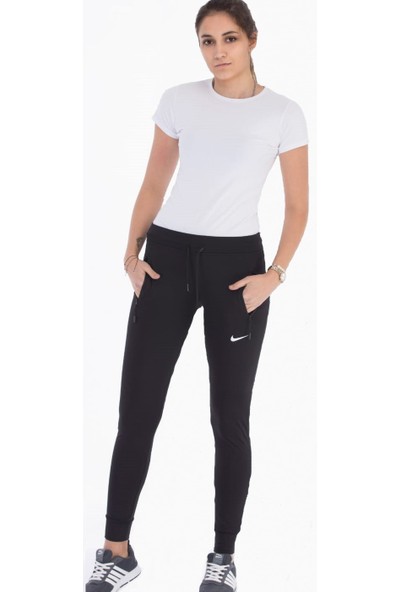 Nike Siyah Kadın Beyaz Logo Just Do It Eşofman Altı