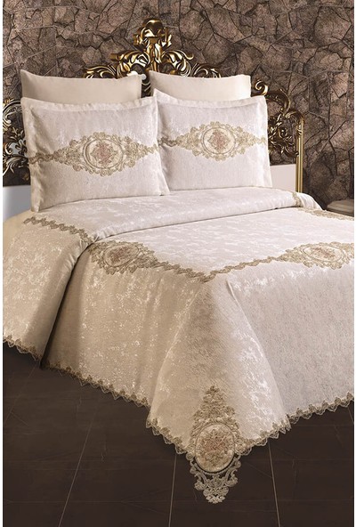 Armes Armes Öykü Çift Kişilik Pike Takımı - Ekru - Pudra