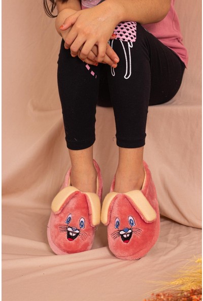 Wovs Çocuk Pudra Kulak Detaylı Tavşan Şekilli AnaOkulu Kreş Ev Panduf Terlik Wovs Çocuk Pudra Kulak Detaylı Tavşan Şekilli AnaOkulu Kreş Ev Panduf Terlik