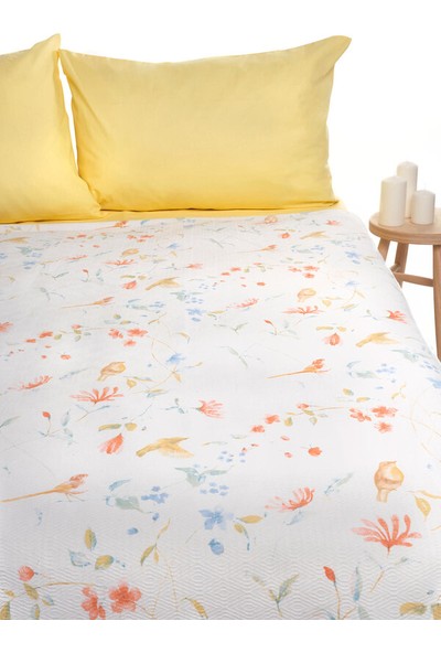 Favora Favora Çift Kişilik Pike Takımı - Sarı - Beyaz