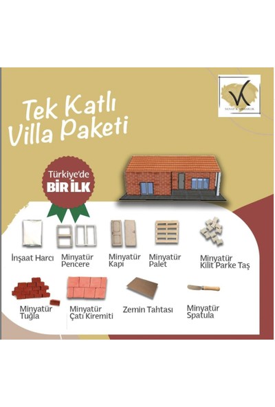 Minyatür Tuğla ile Tek Katlı Minyatür Ev Kendin Yap Hobi Kit Paketi, Usta Paketi